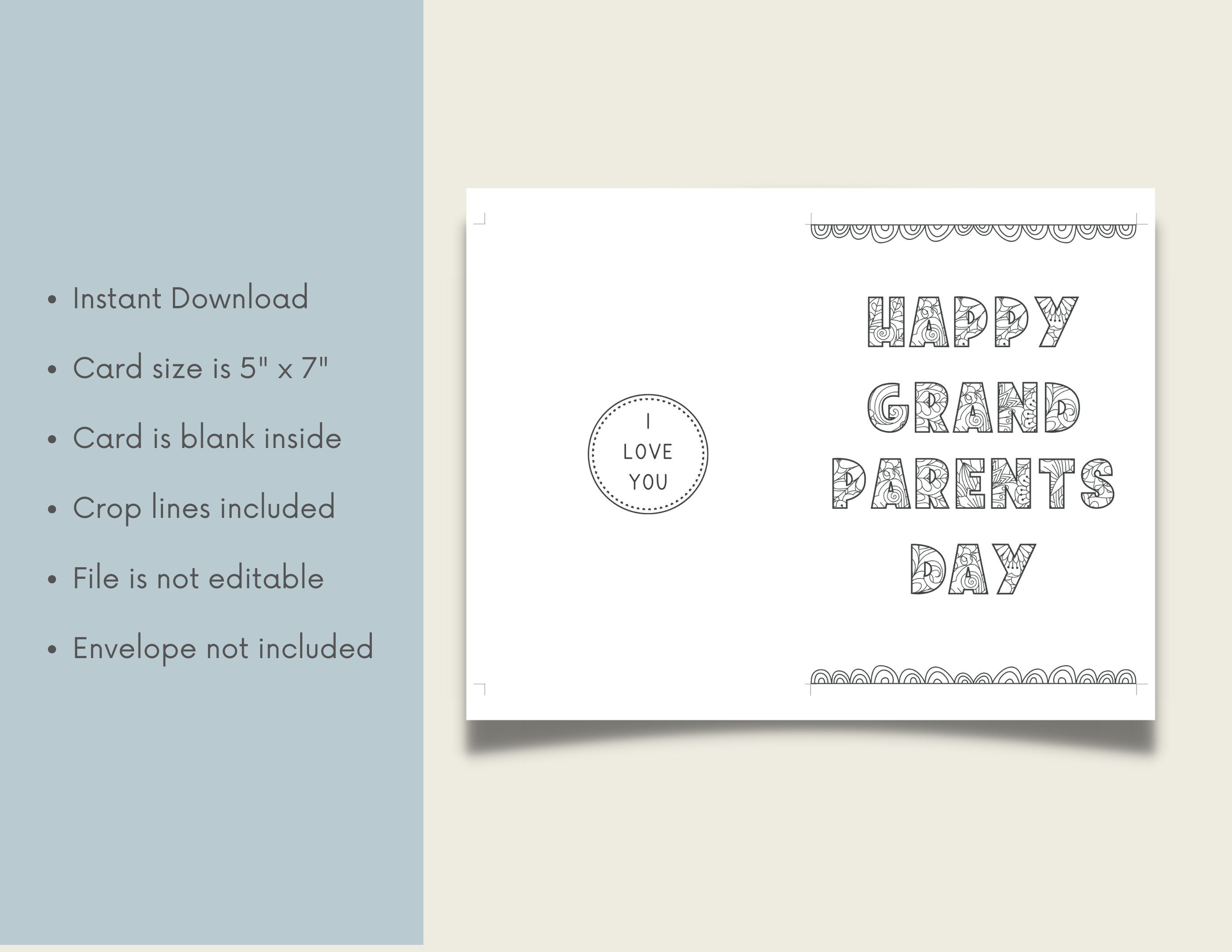 Grandparents Day Coloring Card Printable Gift From Grandkids - Etsy