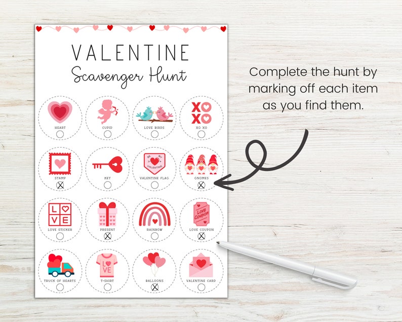 Valentine's Day Scavenger Hunt Printable Valentine Game - Etsy