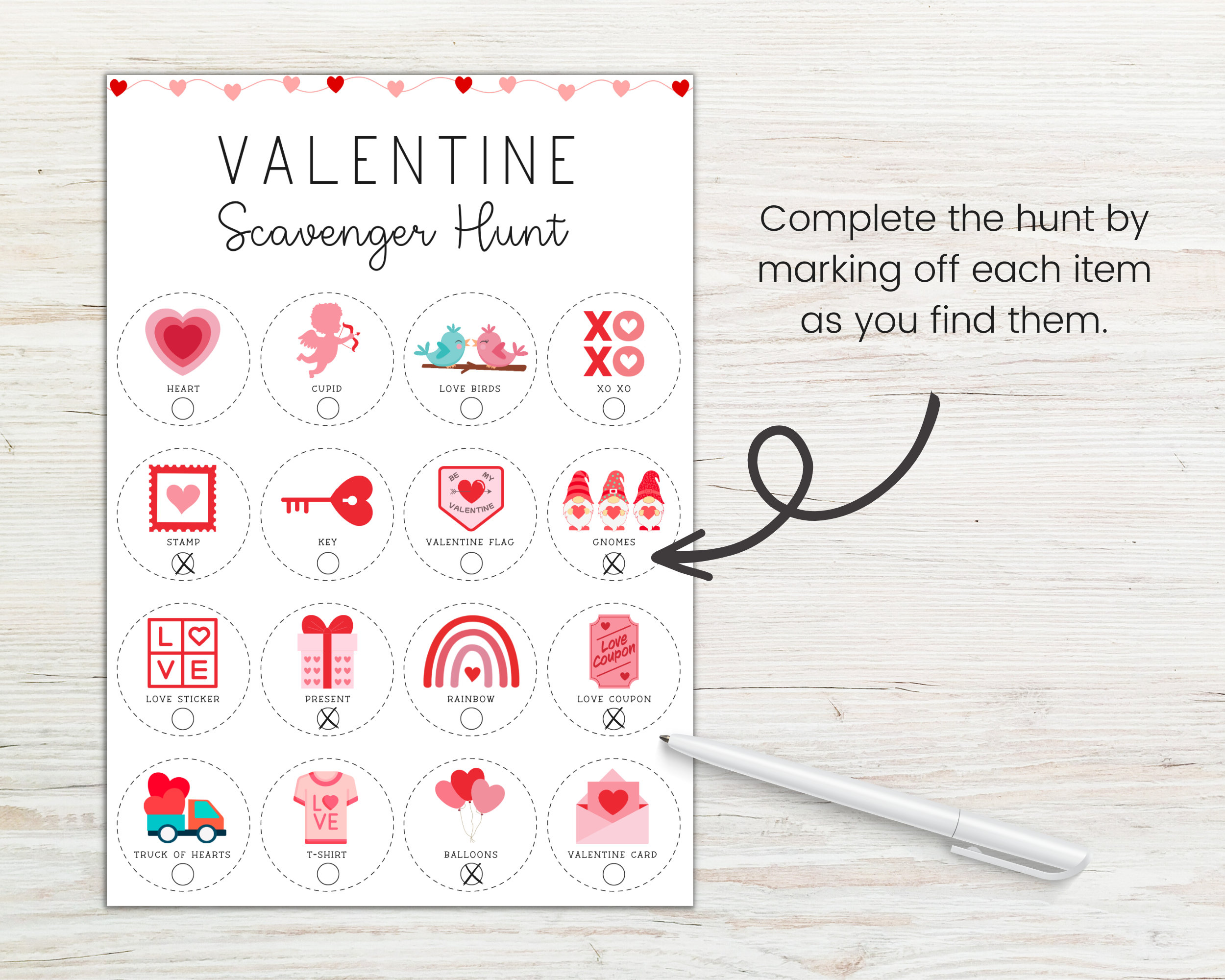 Valentine's Day Scavenger Hunt Printable, Valentine Game for Kids ...