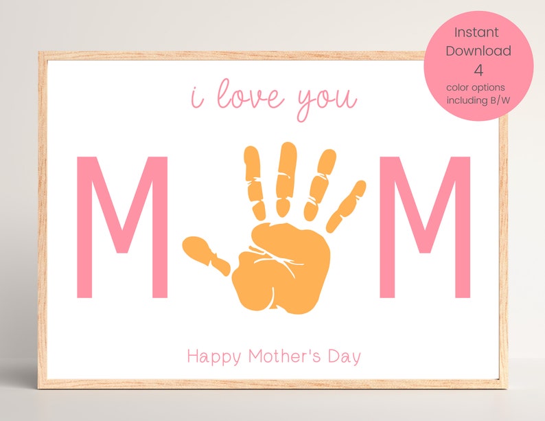 Mother's Day Handprint Art I Love You Happy Mothers Day - Etsy