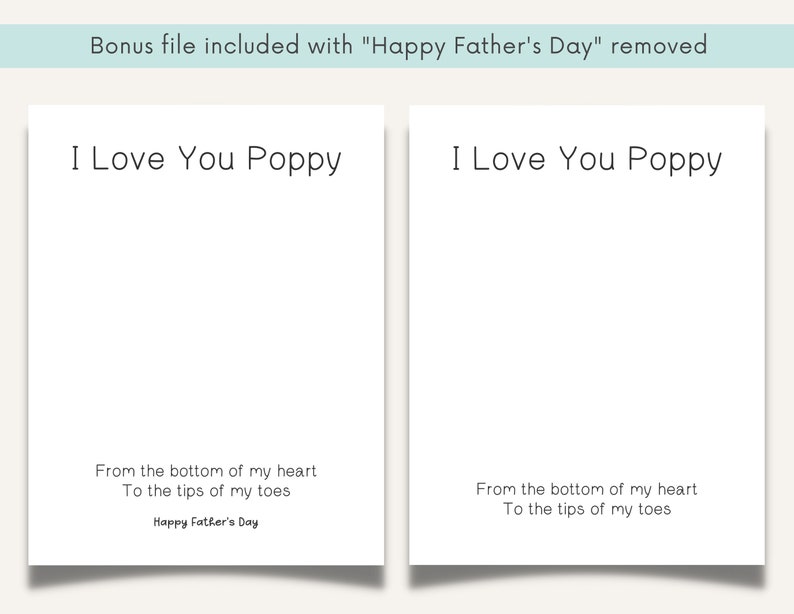 Father's Day Handprint Art Printable I Love You Poppy - Etsy