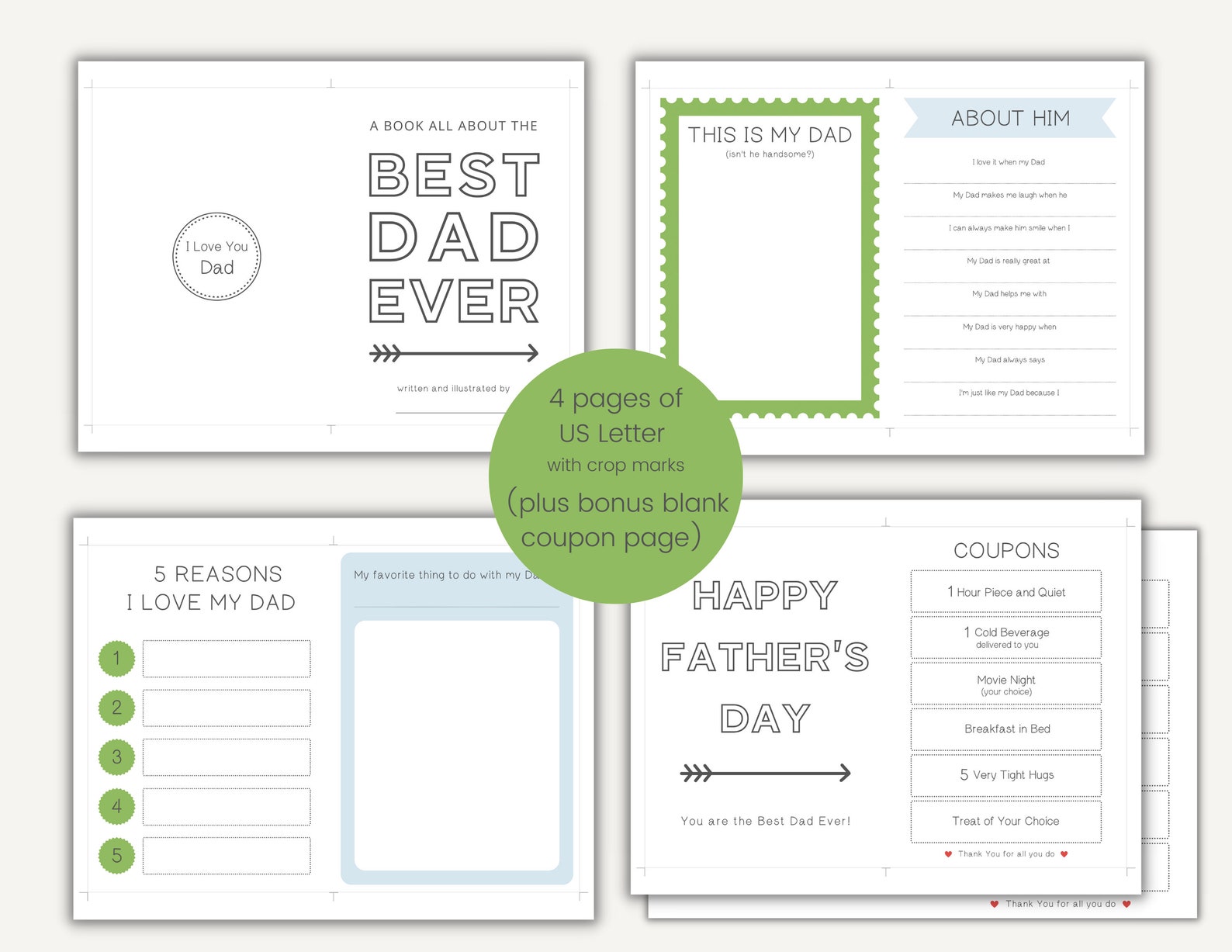 All About My Dad Printable Book Fathers Day Questionnaire Etsy