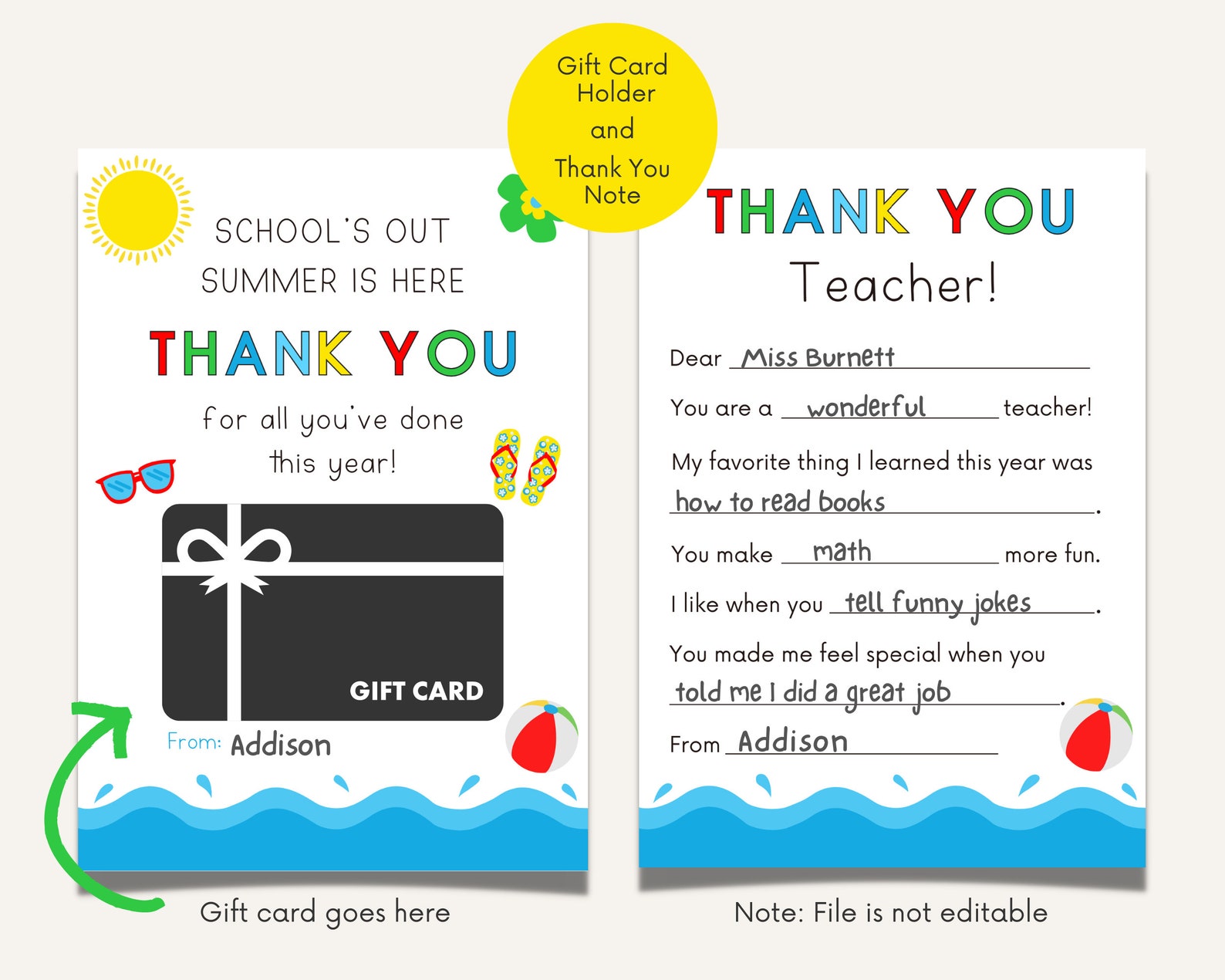 Teacher Appreciation PRINTABLE Gift Card Holder, All About Teacher, End ...