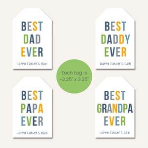 Printable Father's Day Gift Tags, Best Dad Ever, Tags for Dad, Fathers ...