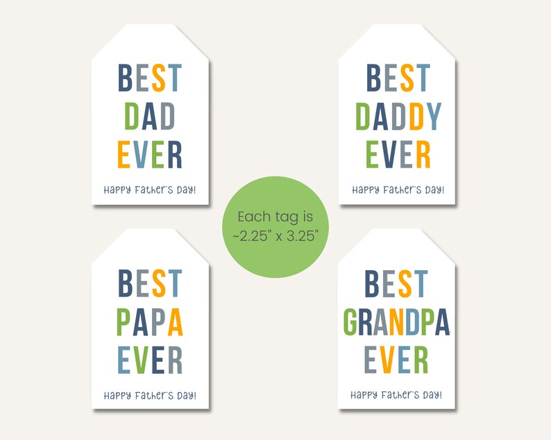 Printable Father's Day Gift Tags Best Dad Ever Tags for - Etsy