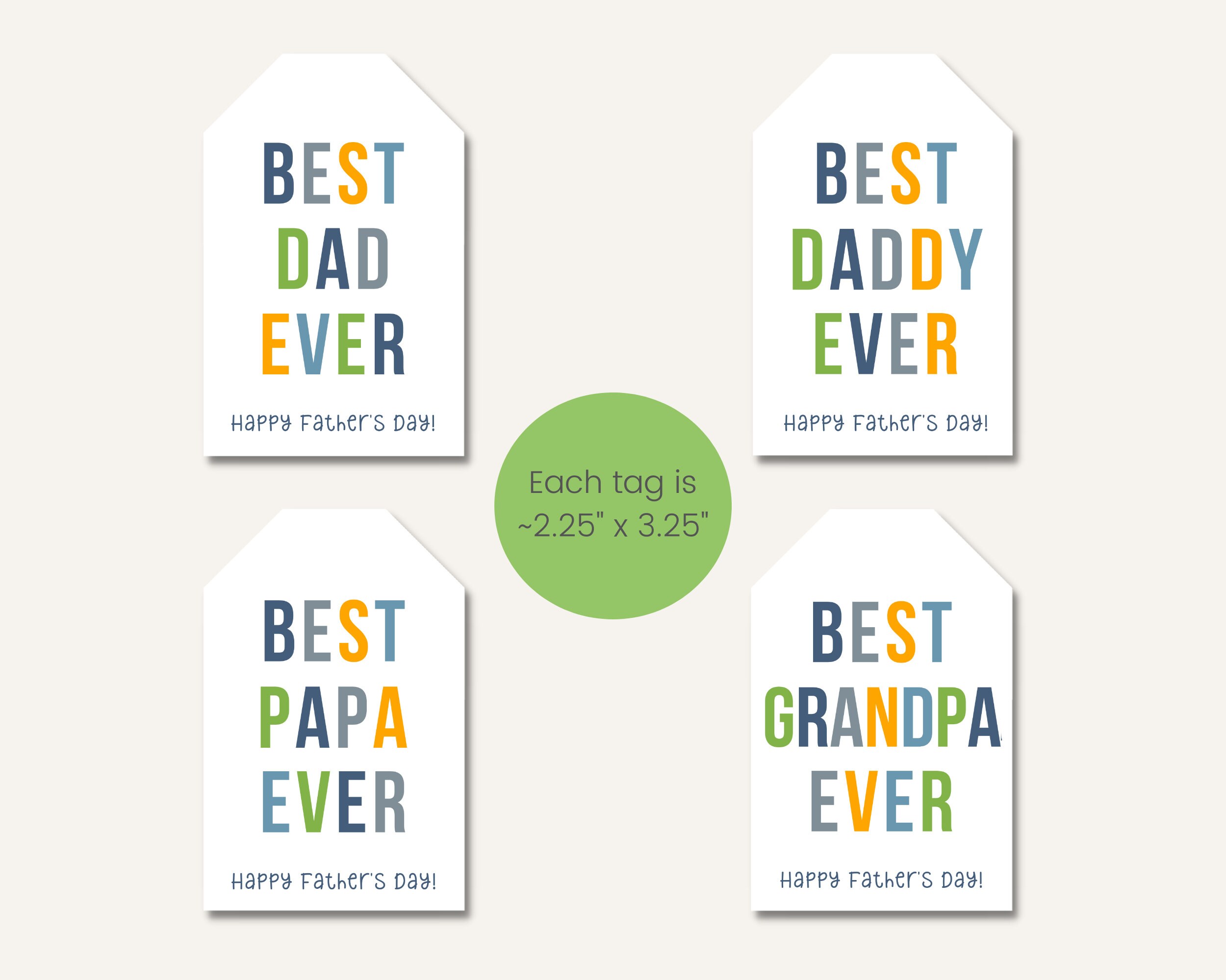 Printable Father's Day Gift Tags Best Dad Ever Tags for - Etsy