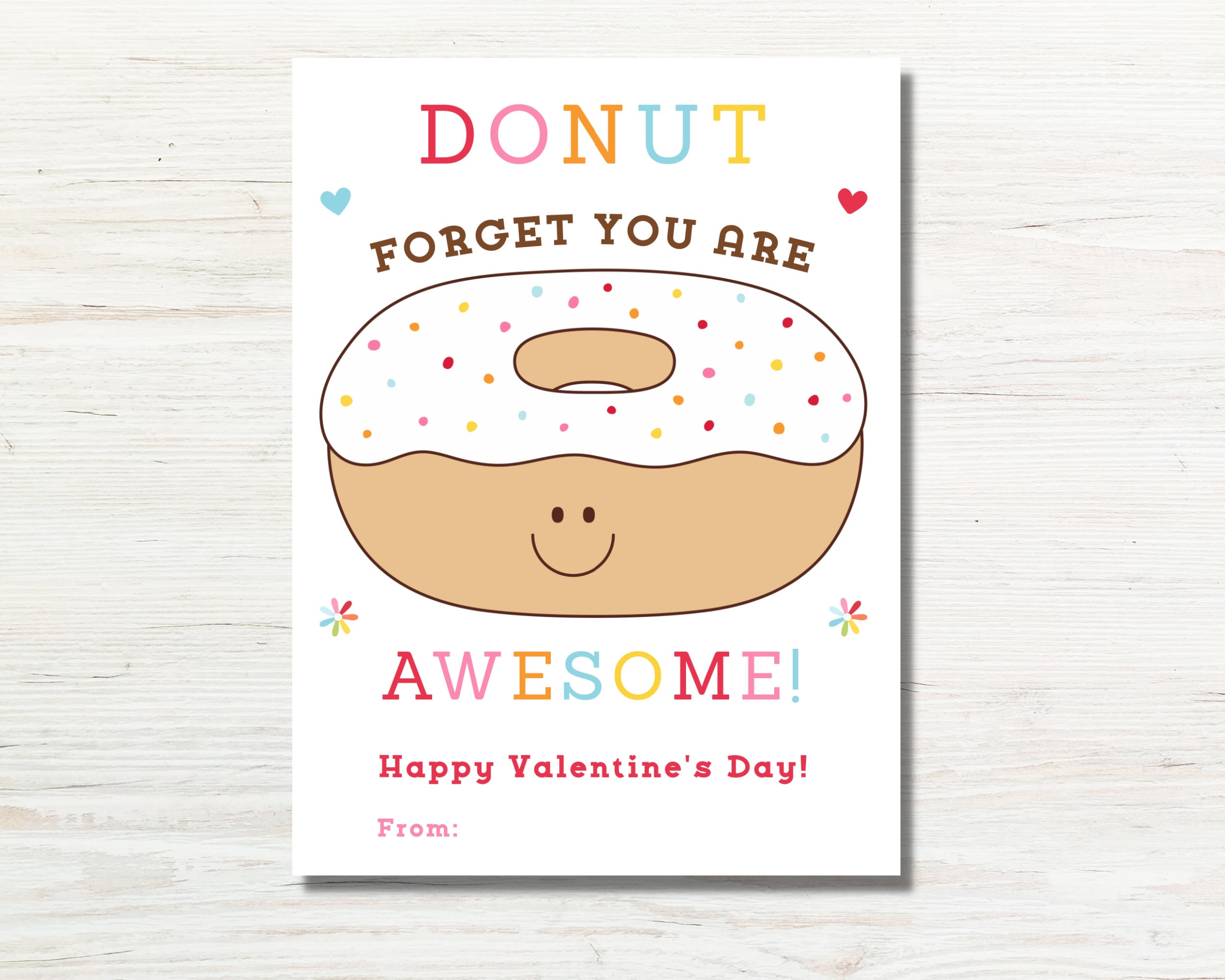Donut Valentine Tag Printable, Kids Valentines Cards for School, Donut ...