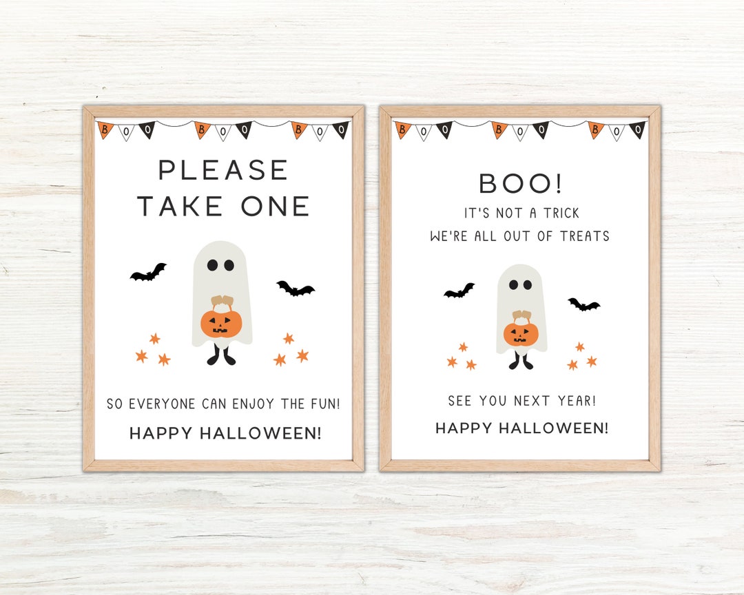 Please Take One Sign Halloween Printable, Out of Candy Sign, Trick or ...