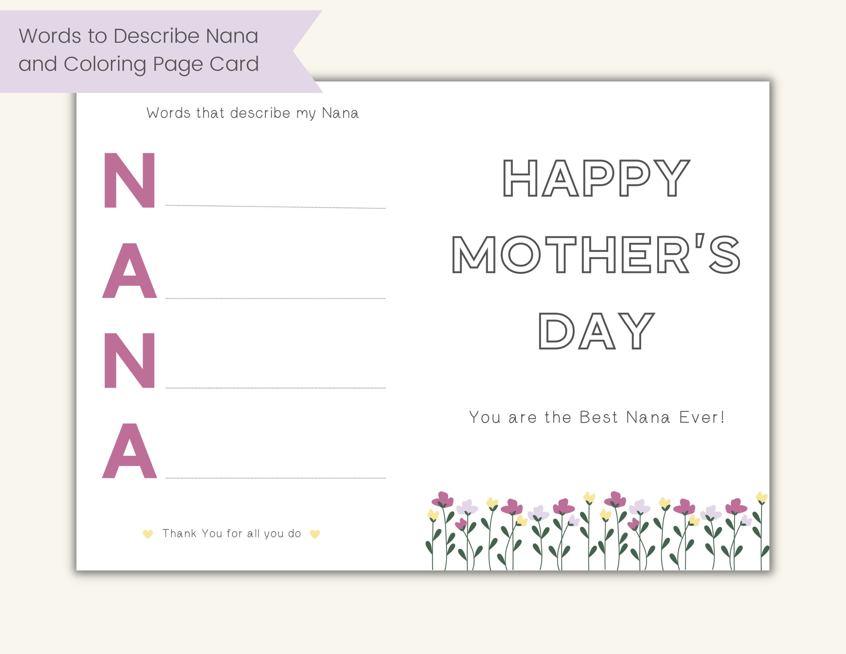 All About My Nana Printable Book Mother's Day - Etsy