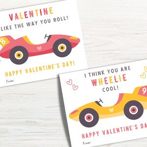 Race Car Valentine Card Printable, Classroom Valentine's Day Cards for ...