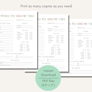 Getting to Know You Editable Printable, Coworker Questions, All About ...