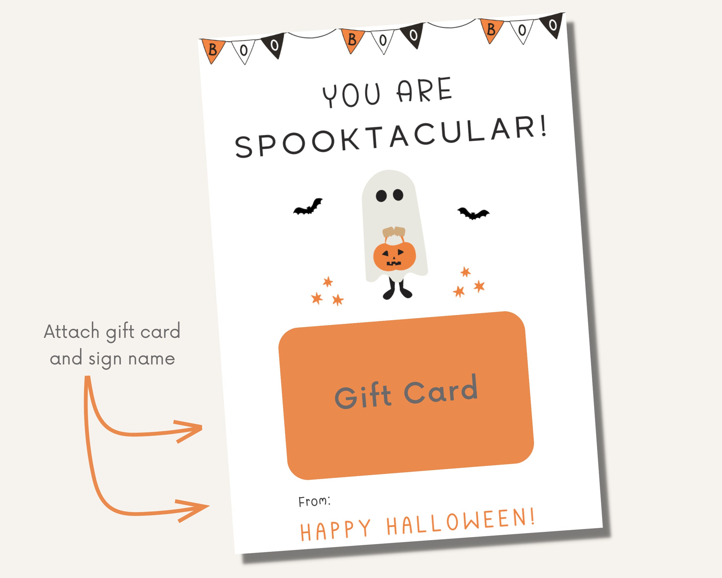 Halloween Gift Card Holder Printable, Halloween Thank You for Teacher ...