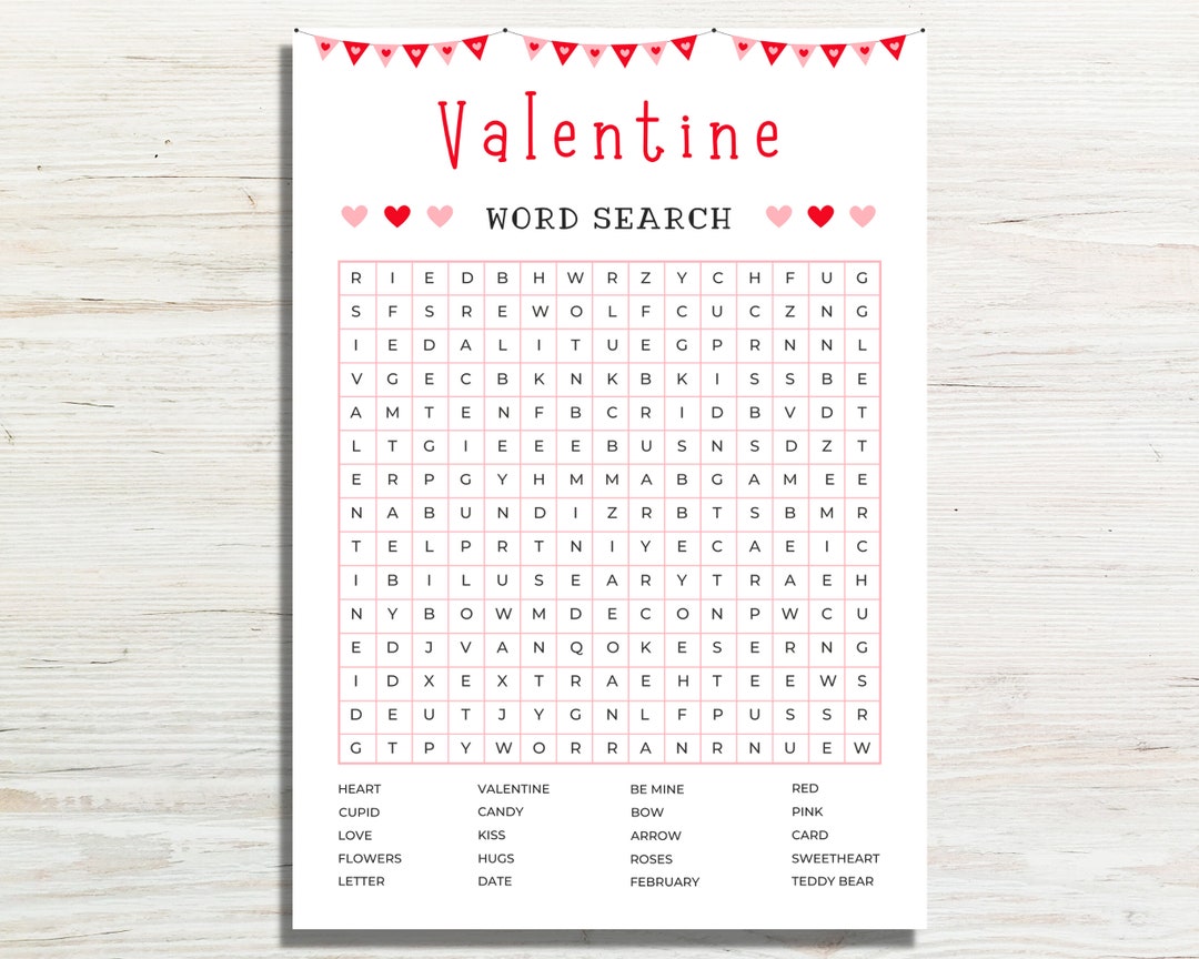 Valentine's Day Word Search Printable Game, Printable Valentine's Day ...