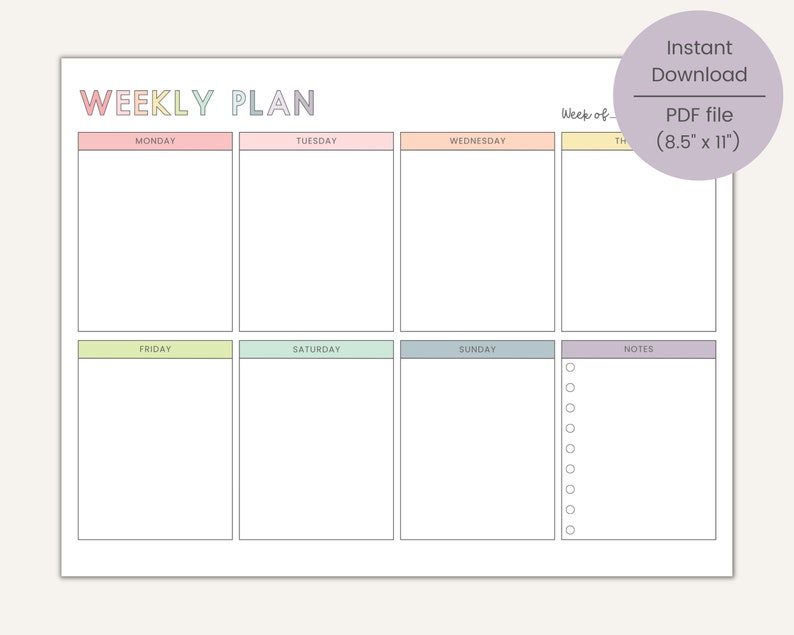 Weekly Schedule for Kids Printable, Homeschool Weekly Schedule, Weekly ...