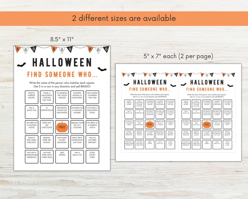 Halloween Find Someone Who Bingo, Mix and Mingle Icebreaker, Find the ...