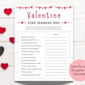 Valentine's Day Find Someone Who Game, Galentine's Party Game ...