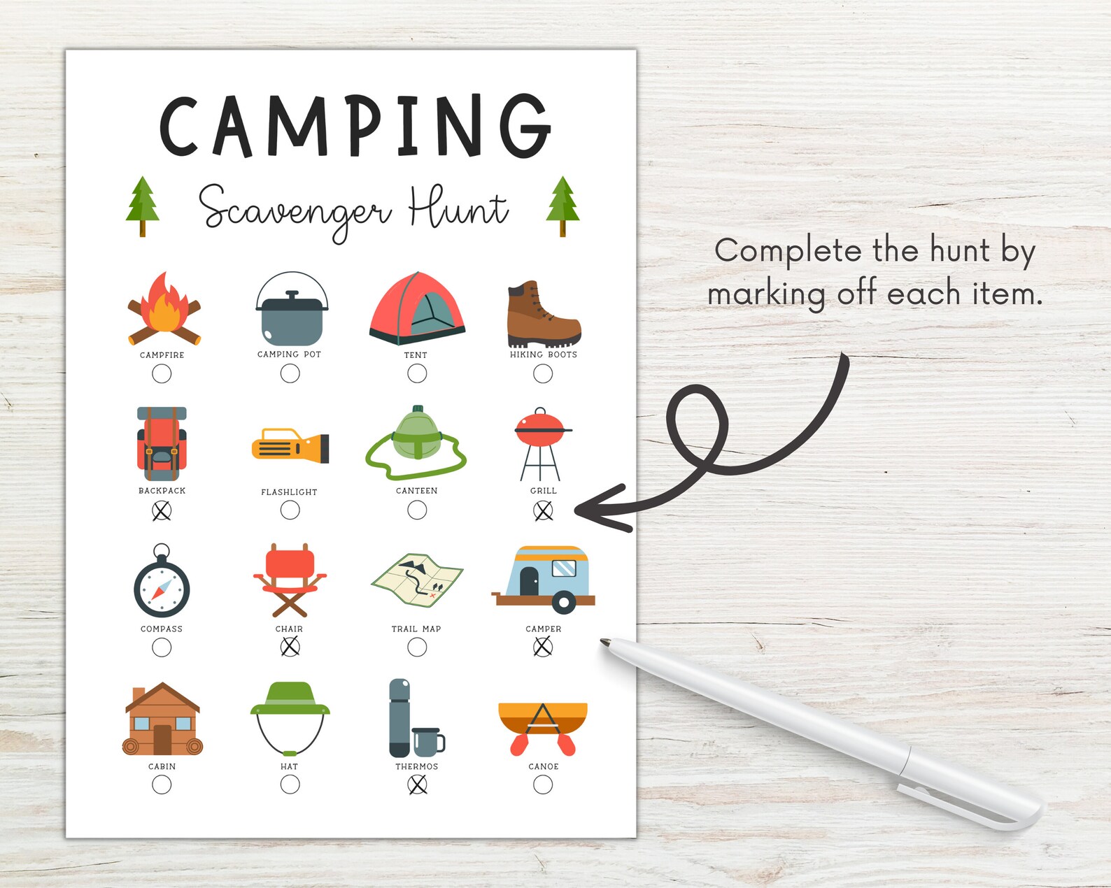 Camping Scavenger Hunt for Kids Printable Hiking Scavenger - Etsy