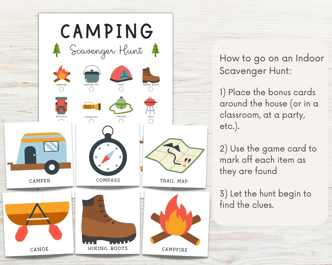 Camping Scavenger Hunt for Kids Printable Hiking Scavenger - Etsy