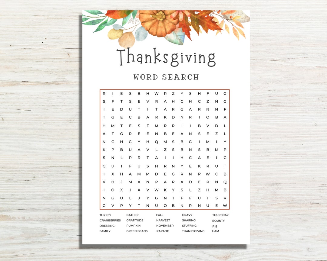 Thanksgiving Word Search Game, Thanksgiving Printable Games ...