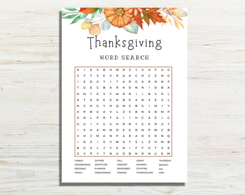 Thanksgiving Word Search Game, Thanksgiving Printable Games ...
