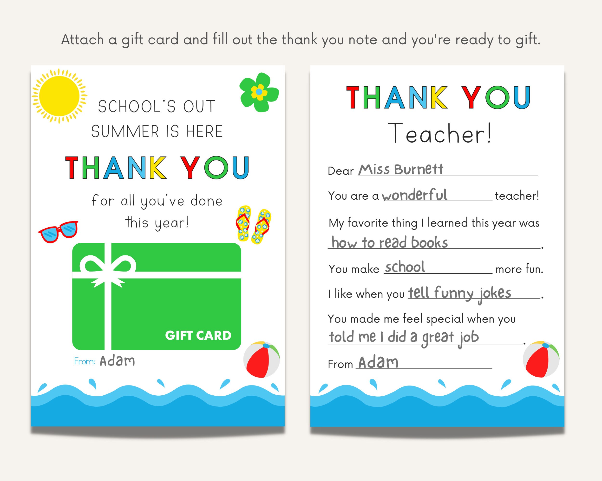 Teacher Appreciation PRINTABLE Gift Card Holder All About - Etsy