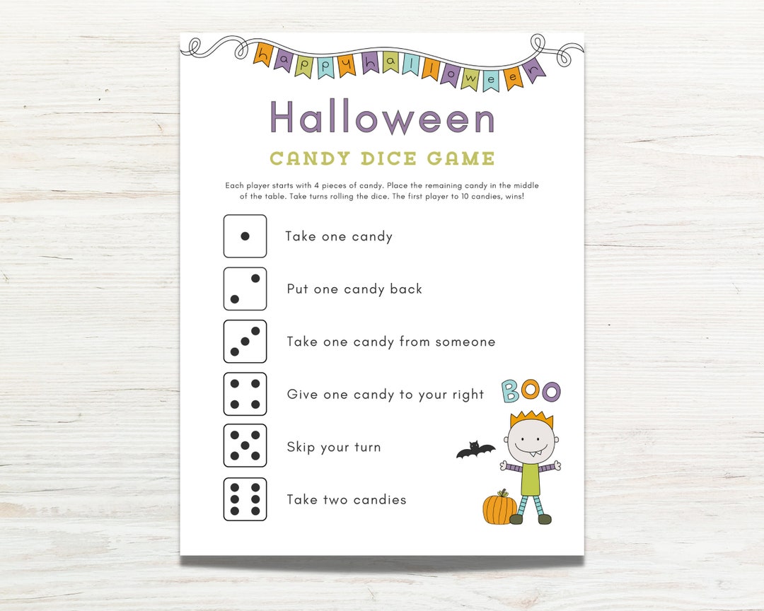 Halloween Candy Dice Game, Halloween Activities for Kids, Halloween ...