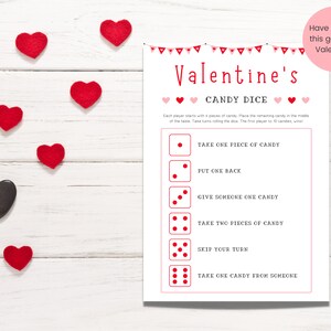 Valentine's Day Candy Dice Game, Printable Valentine's Day Game ...