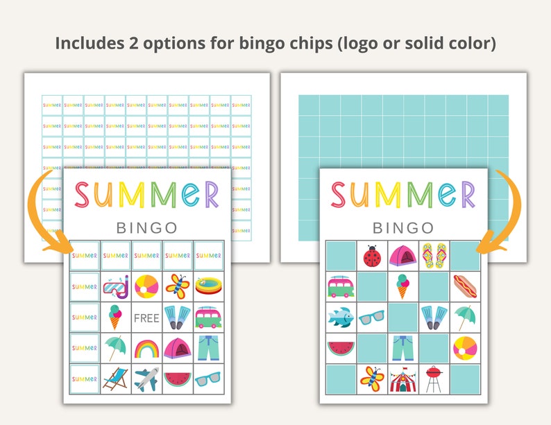 Summer Bingo Cards Summertime Bingo Summertime Game - Etsy