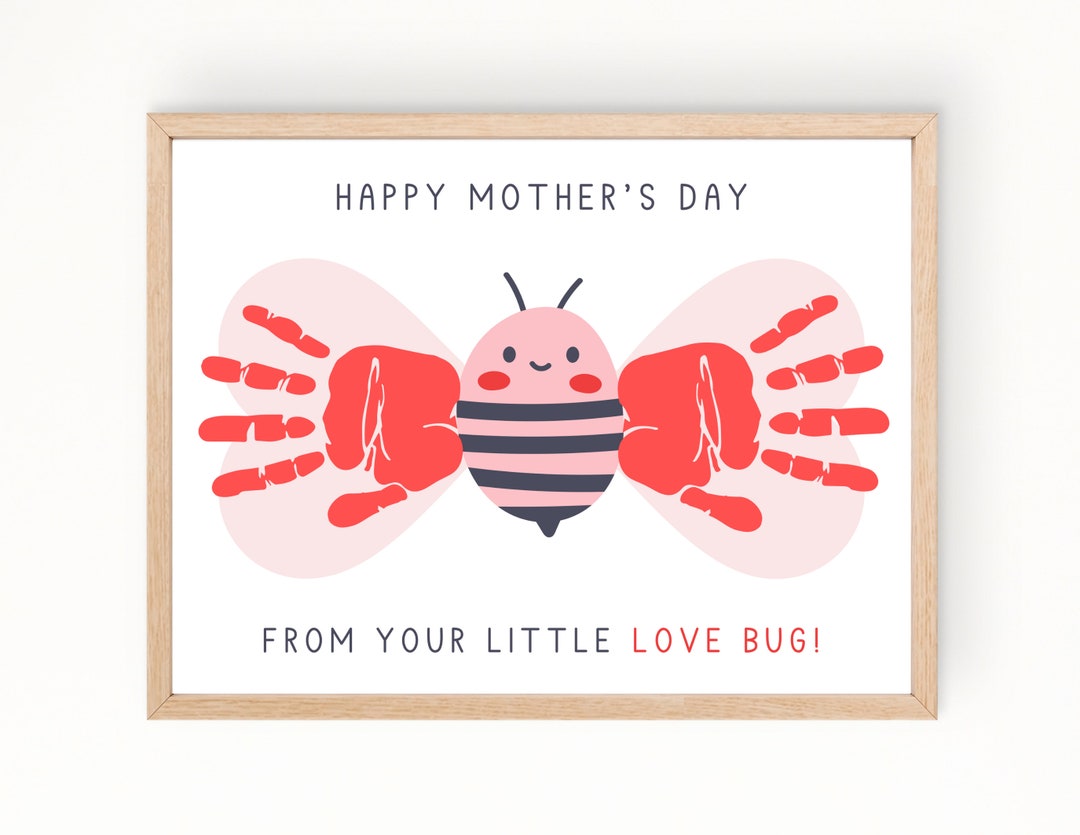 Mother's Day Handprint Craft Printable, Love Bug Handprint Art, Toddler ...