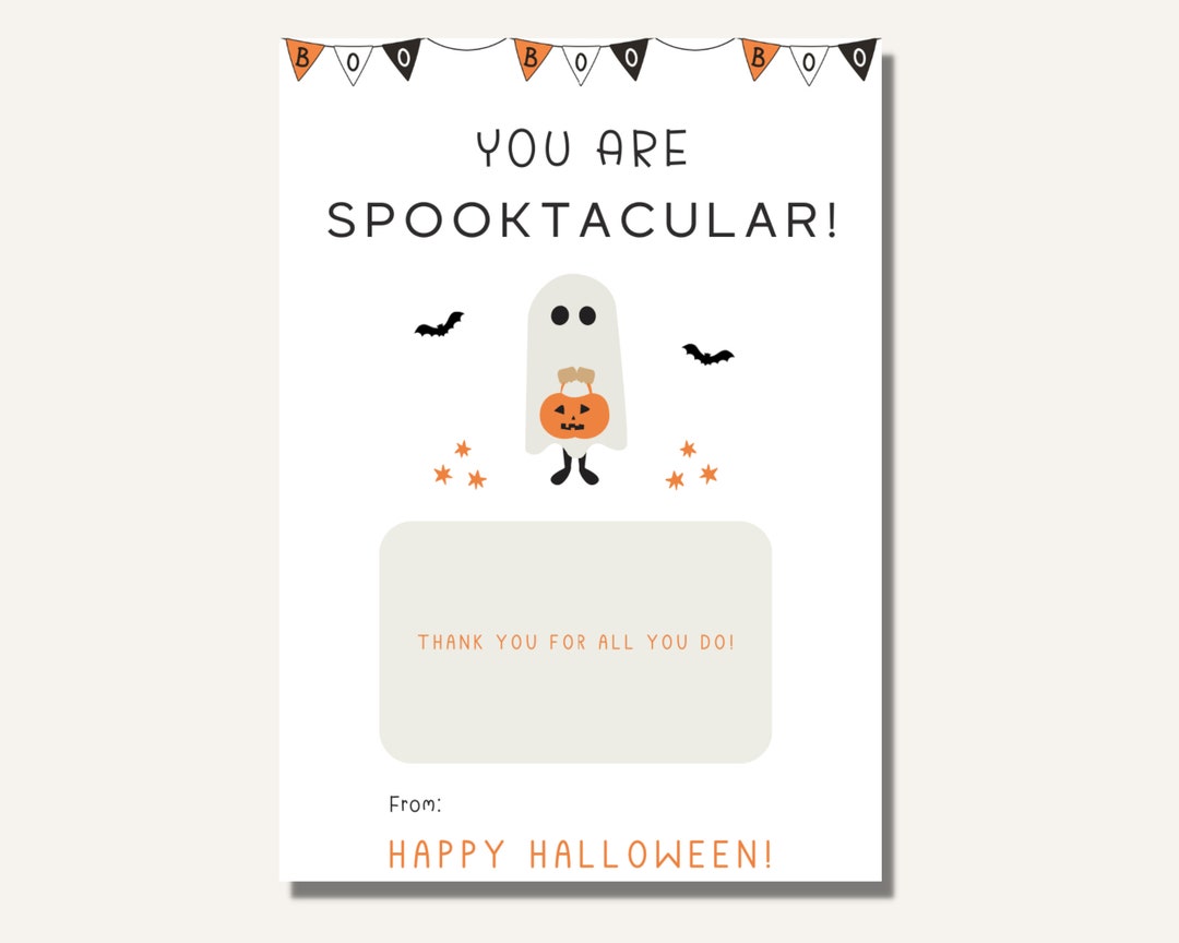 Halloween Gift Card Holder Printable, Halloween Thank You for Teacher ...