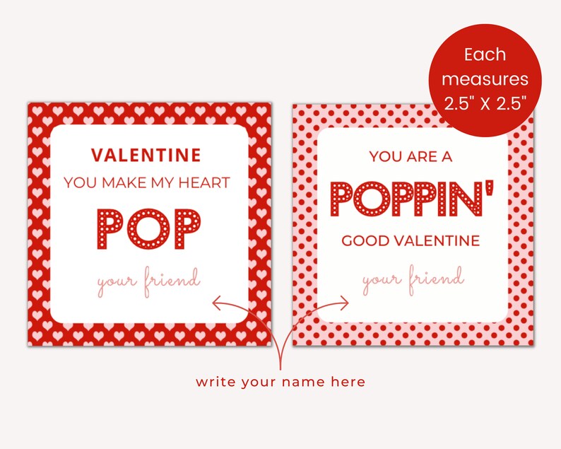 Pop It Valentines Card Printable Valentine Pop It Gift Tag - Etsy