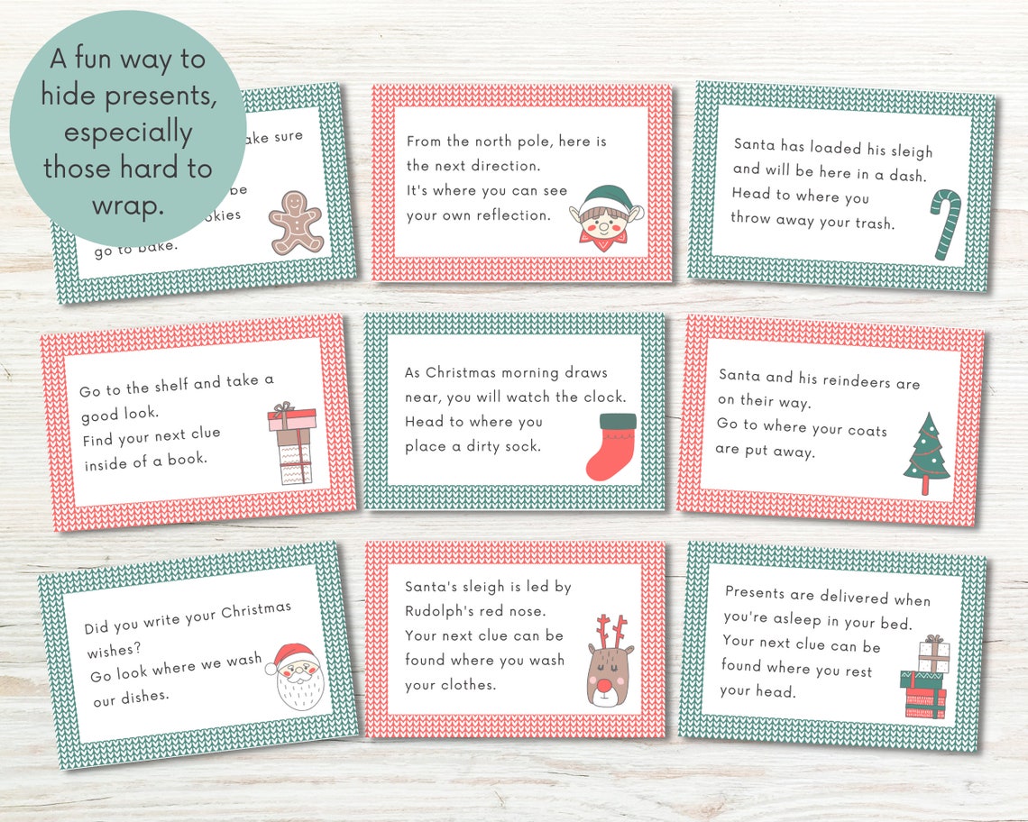 Indoor Christmas Treasure Hunt, Christmas Scavenger Hunt Printable for ...