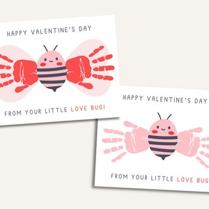 Valentines Handprint Craft, Love Bug Handprint Art, Valentine Art for ...