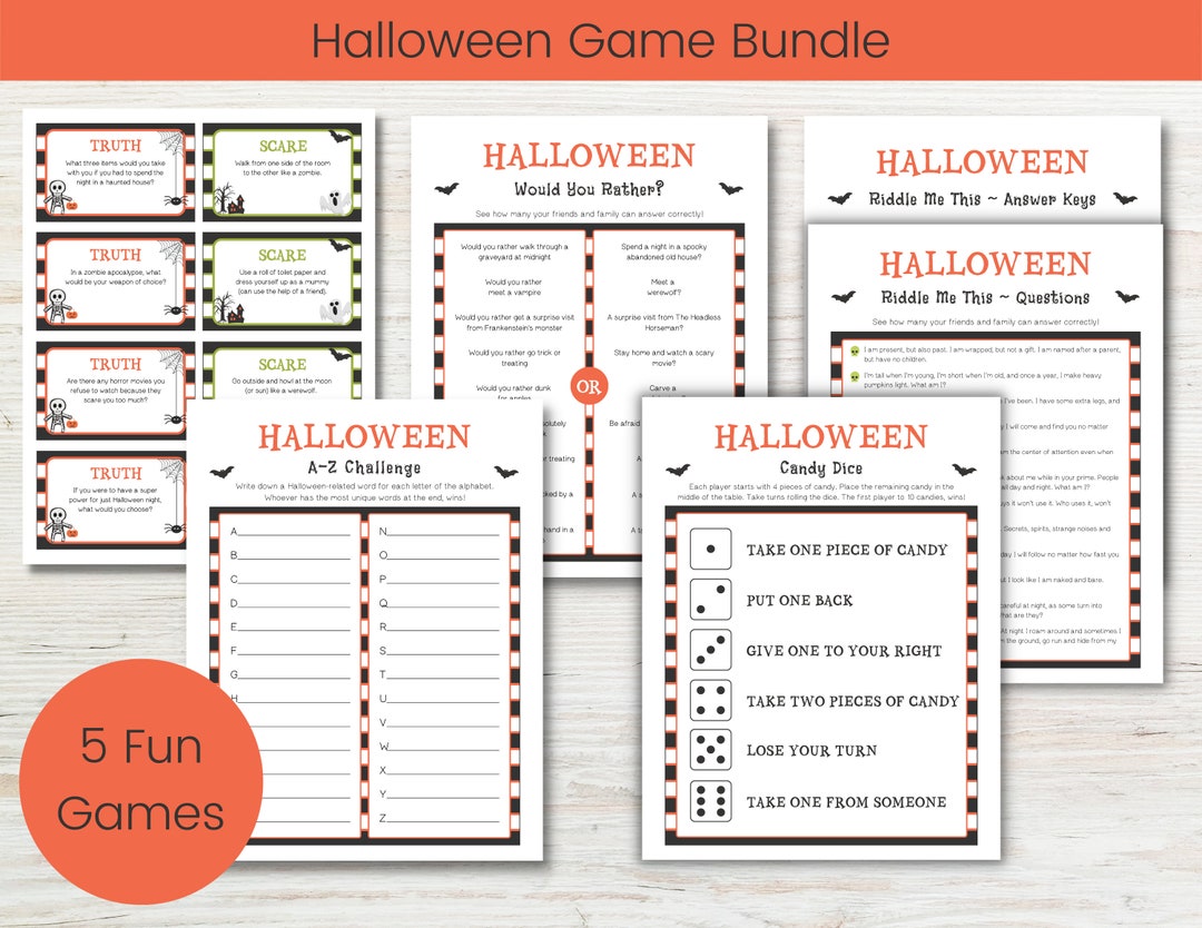 Halloween Game Bundle Printable Halloween Party Games - Etsy