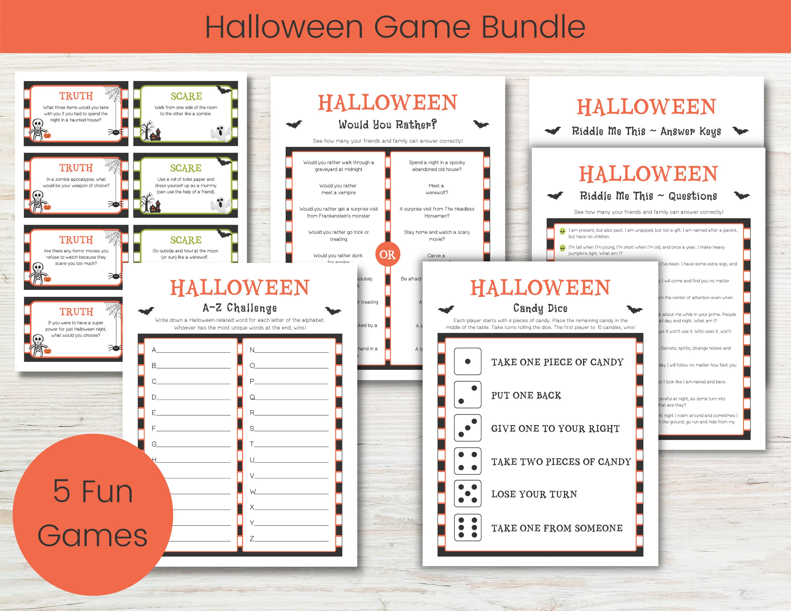 Halloween Game Bundle Printable Halloween Party Games - Etsy