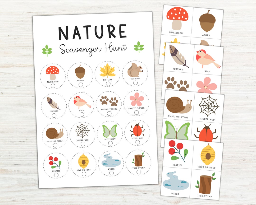 Nature Scavenger Hunt for Kids, Trail Hiking Camping Nature Walk ...