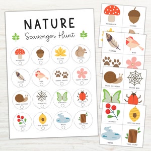 Nature Scavenger Hunt for Kids, Trail Hiking Camping Nature Walk ...