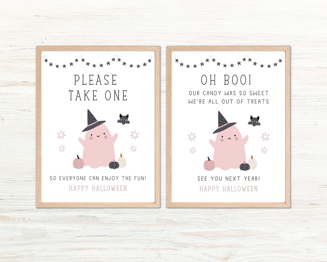 Please Take One Sign Halloween Printable, Out of Candy Sign, Trick or ...