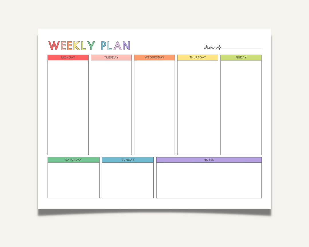 Weekly Schedule Template, Weekly Planner Printable, Homeschool Weekly ...