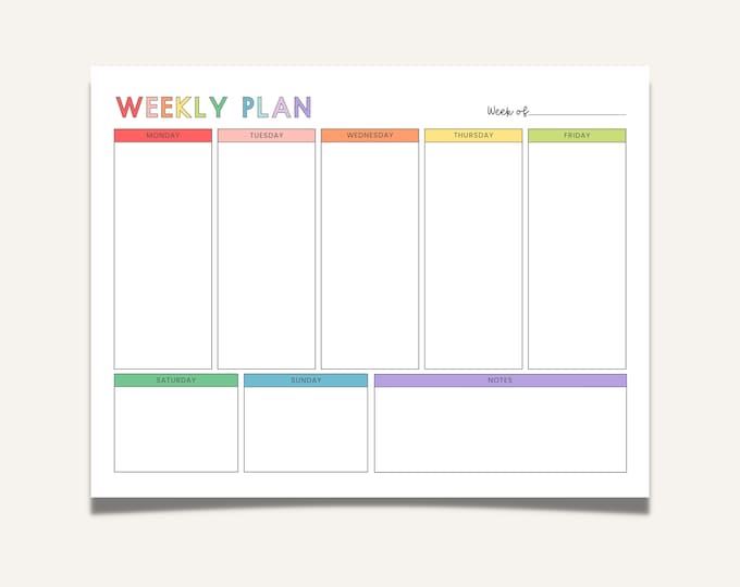 Monday Friday Weekly Schedule PRINTABLE Homeschool Weekly Planner ...