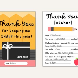 Teacher Appreciation PRINTABLE Gift Card Holder End of Year - Etsy