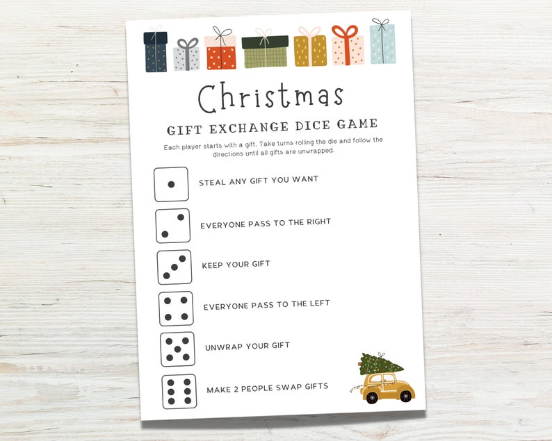 Christmas Gift Exchange Dice Game Christmas White Elephant - Etsy