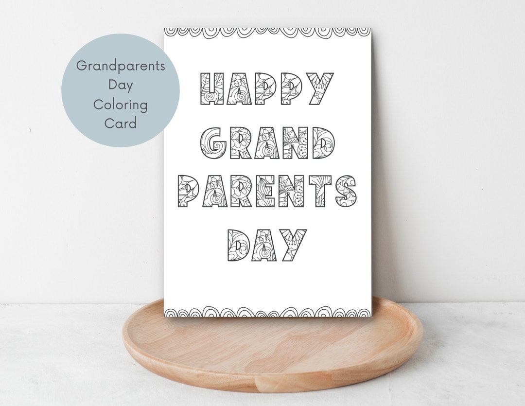 Grandparents Day Coloring Card Printable, Gift From Grandkids, Gift for ...