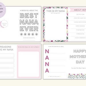 All About My Nana Printable Book, Mother's Day Questionnaire, Coloring ...