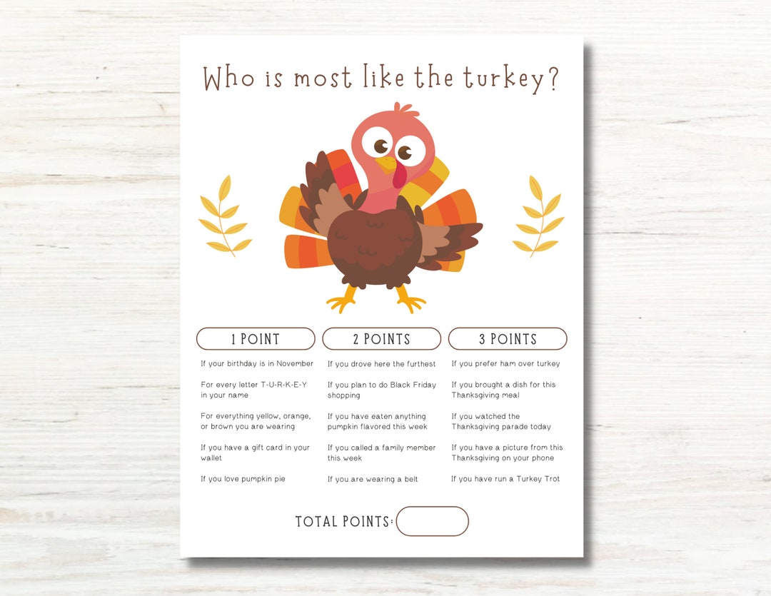 Thanksgiving Game Printable, Family Thanksgiving Game, Autumn Game ...