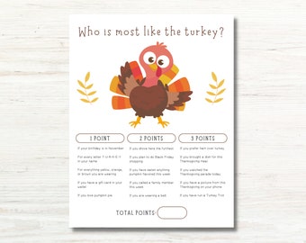 Who is Most Like the Turkey? Friendsgiving Game, Autumn Game, Office ...