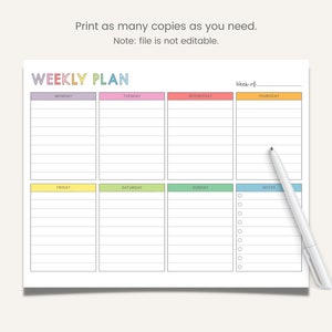 Weekly Planner Printable, Weekly Schedule for Kids, Family to Do List ...