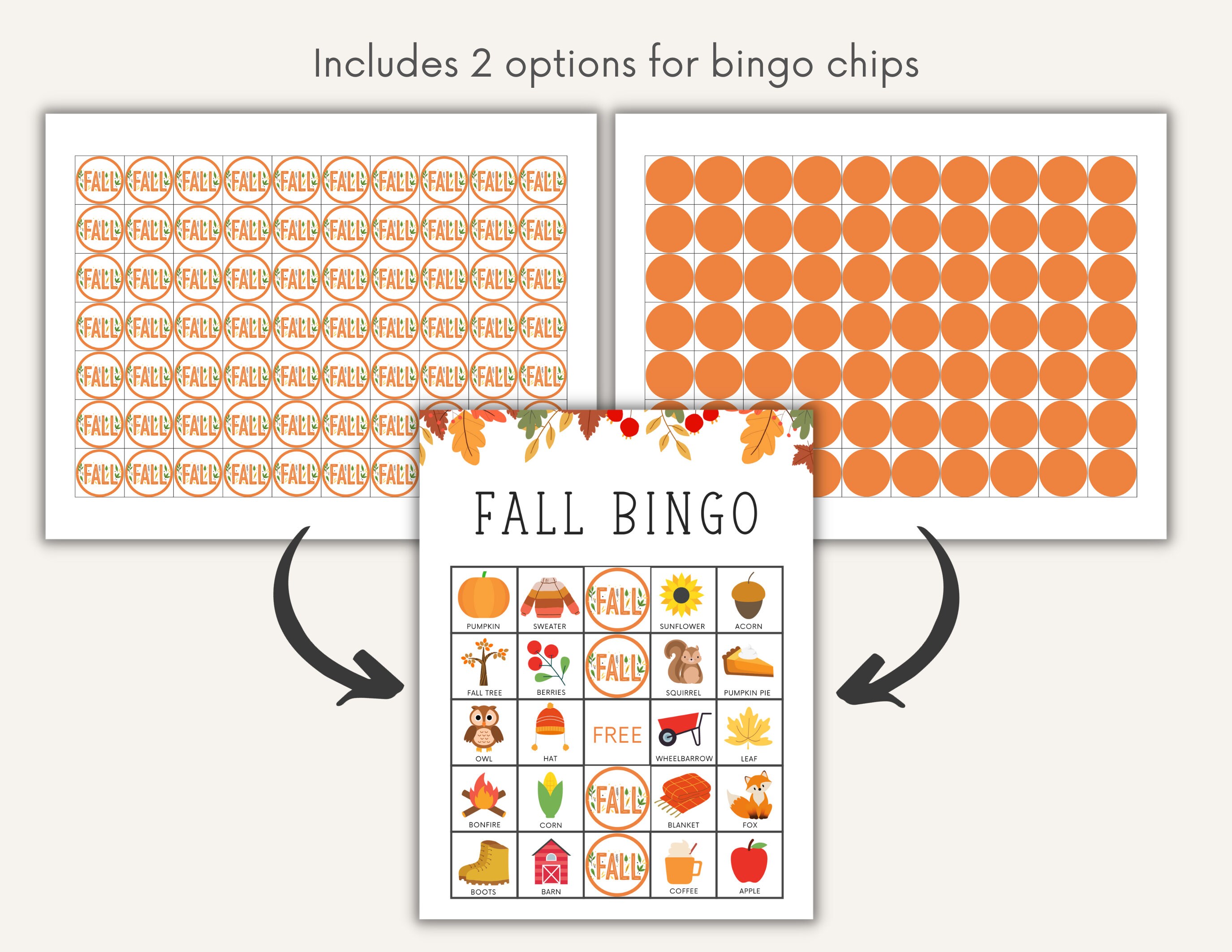 Fall Bingo Printable Game 30 Fall Bingo Cards Autumn Bingo - Etsy