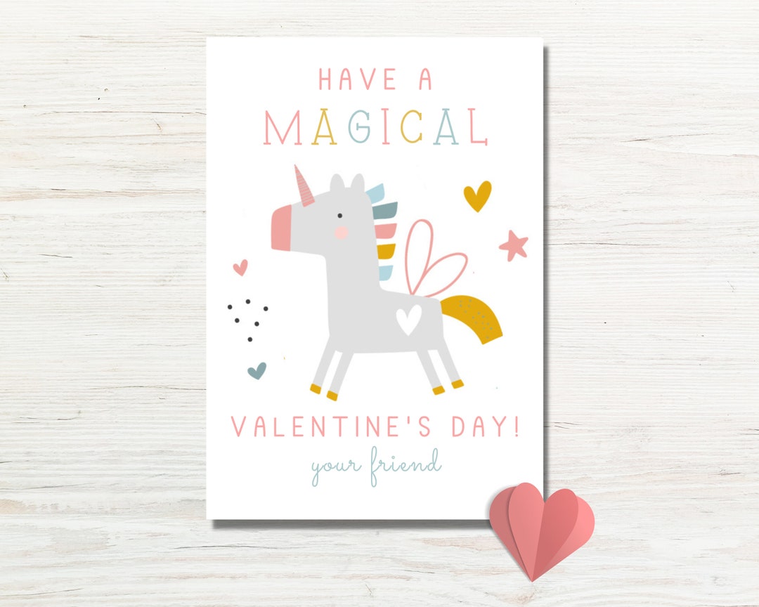 Unicorn Valentine Printable, Magical Unicorn Card, Valentine Unicorn ...