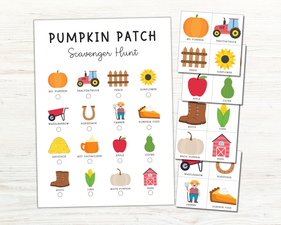 Pumpkin Patch Scavenger Hunt for Kids Printable, Indoor Outdoor Hunt ...